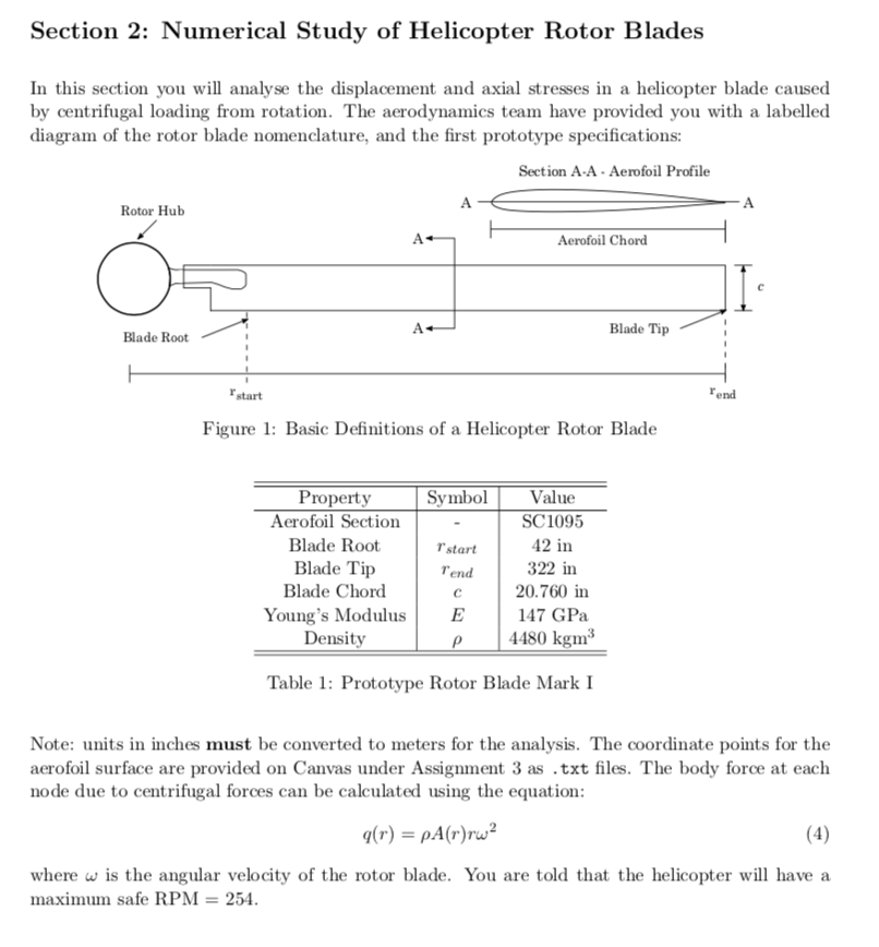 Section 2: Numerical Study of Helicopter Rotor Blades | Chegg.com