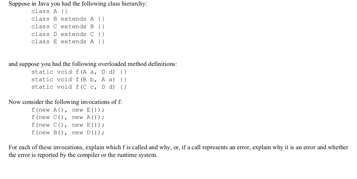 Solved Suppose in Java you had the following class | Chegg.com
