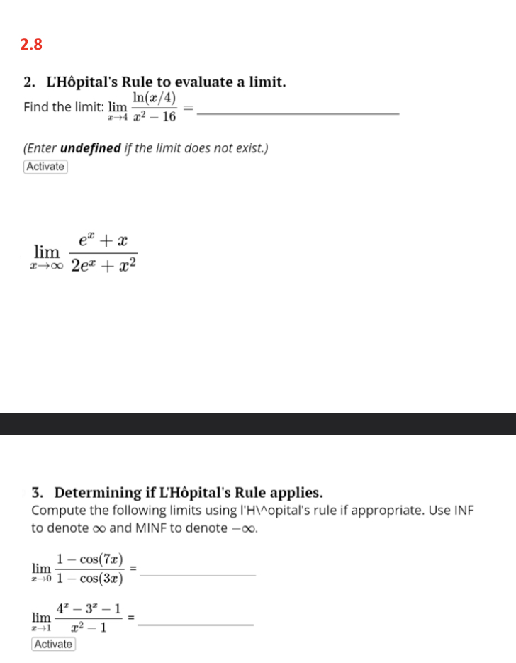 Solved Find the limit: limx→4x2−16ln(x/4)= (Enter undefined | Chegg.com