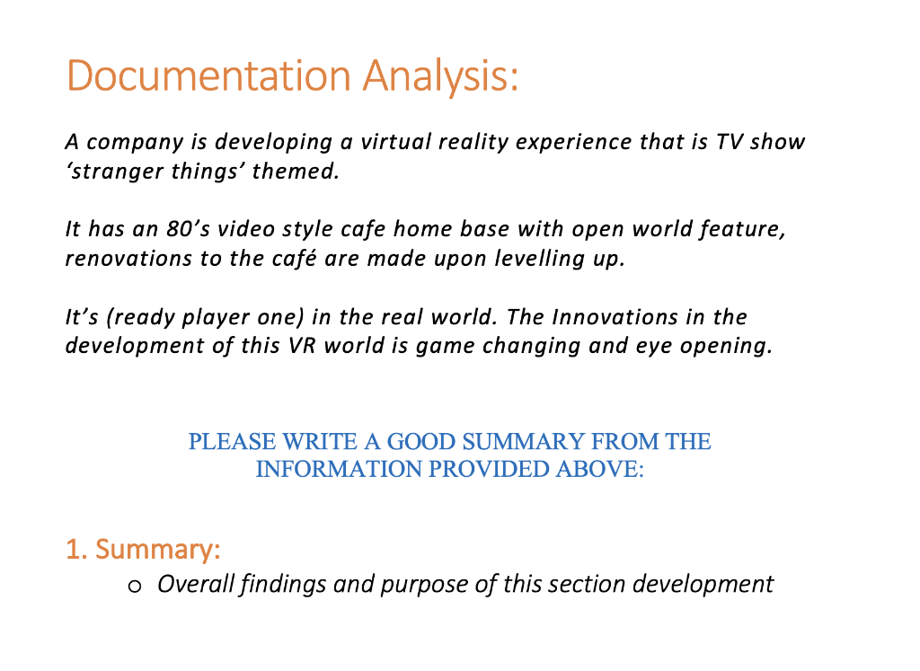 Solved Documentation Analysis: A company is developing a | Chegg.com