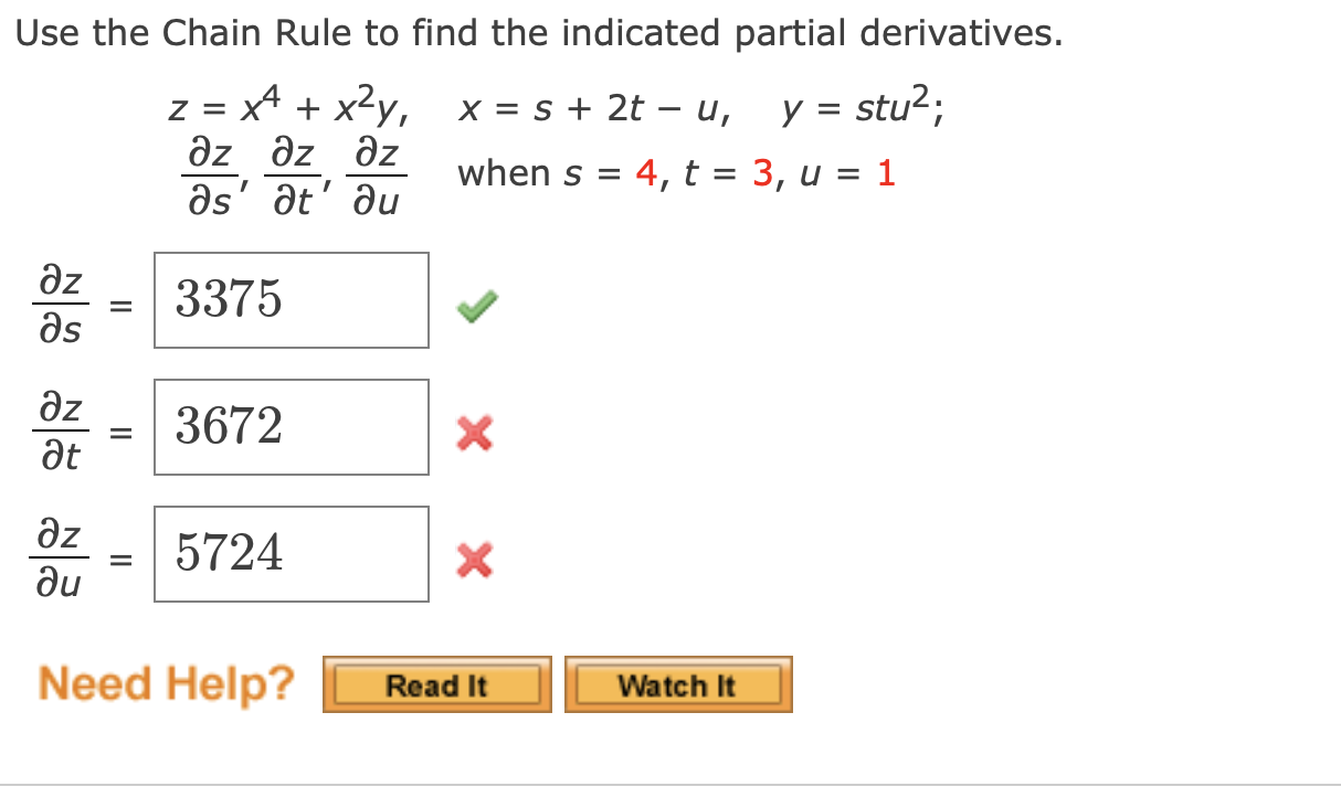 Solved Use The Chain Rule To Find The Indicated Partial