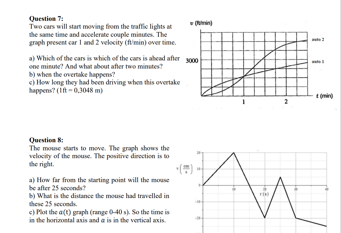 Solved Question 7: Two cars will start moving from the | Chegg.com