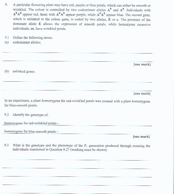 Solved 9.4 The F1 offspring was allowed to self-fertilise. | Chegg.com