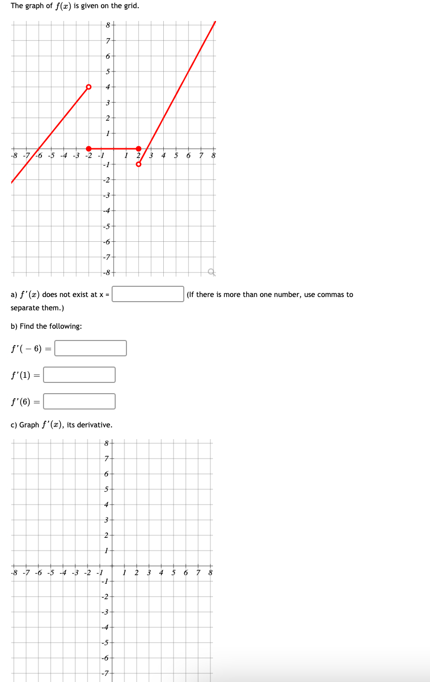 Solved The graph of f(x) is given on the grid. 8 7 6 5 4 3 2 | Chegg.com