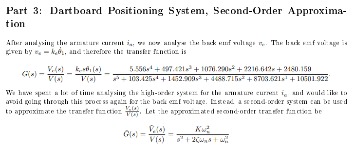 Solved Part 3: Dartboard Positioning System, Second-Order | Chegg.com