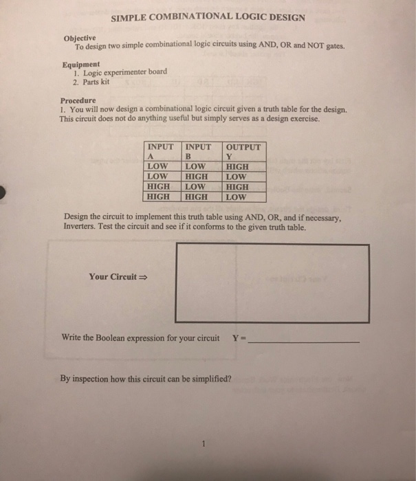 Solved Simple Combinatİonal Logic Design Objective To Design