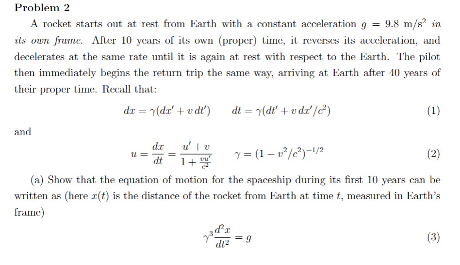 Solved A rocket starts out at rest from Earth with a | Chegg.com