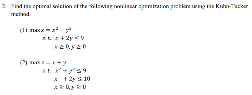 Solved 2. Find the optimal solution of the following | Chegg.com