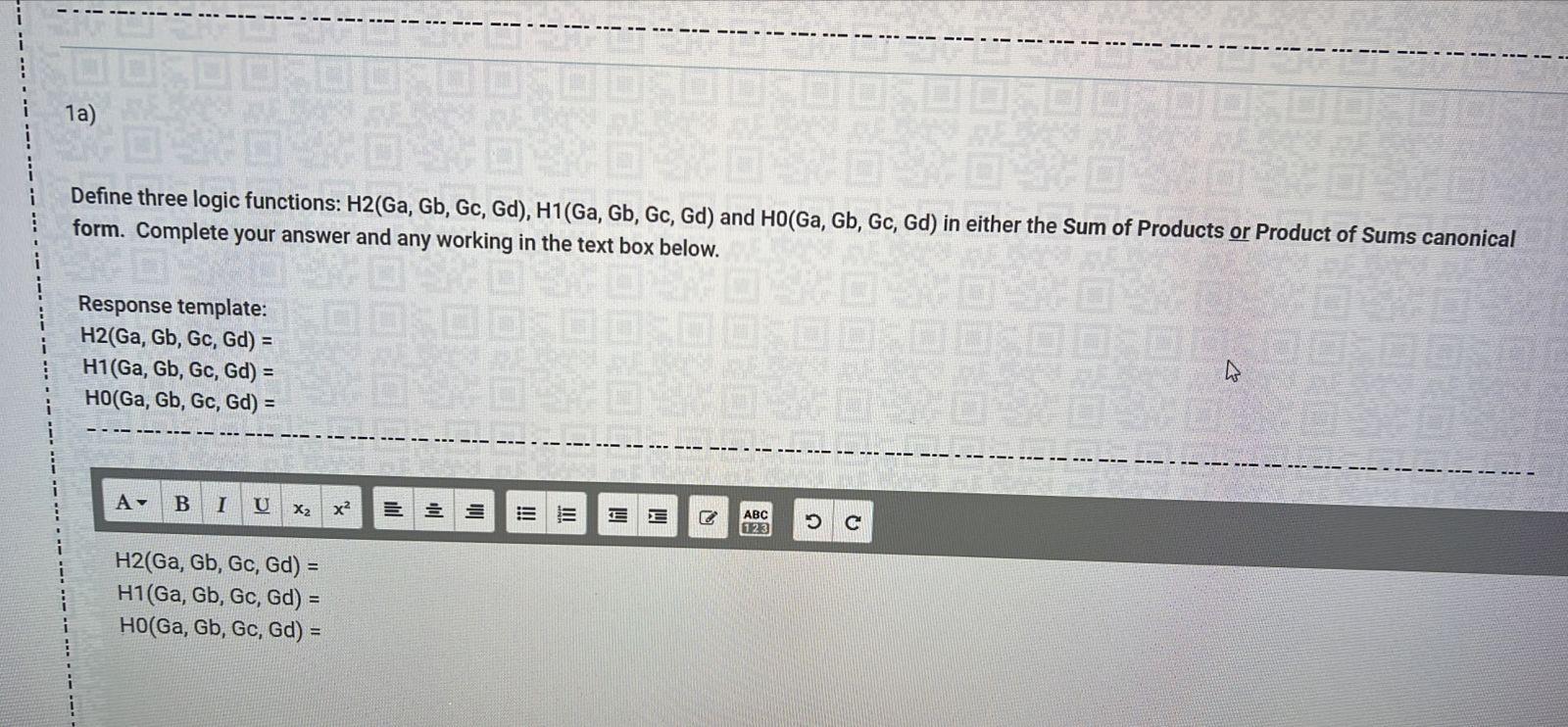 Solved Define three logic functions: H2 (Ga, Gb, Gc, Gd), | Chegg.com