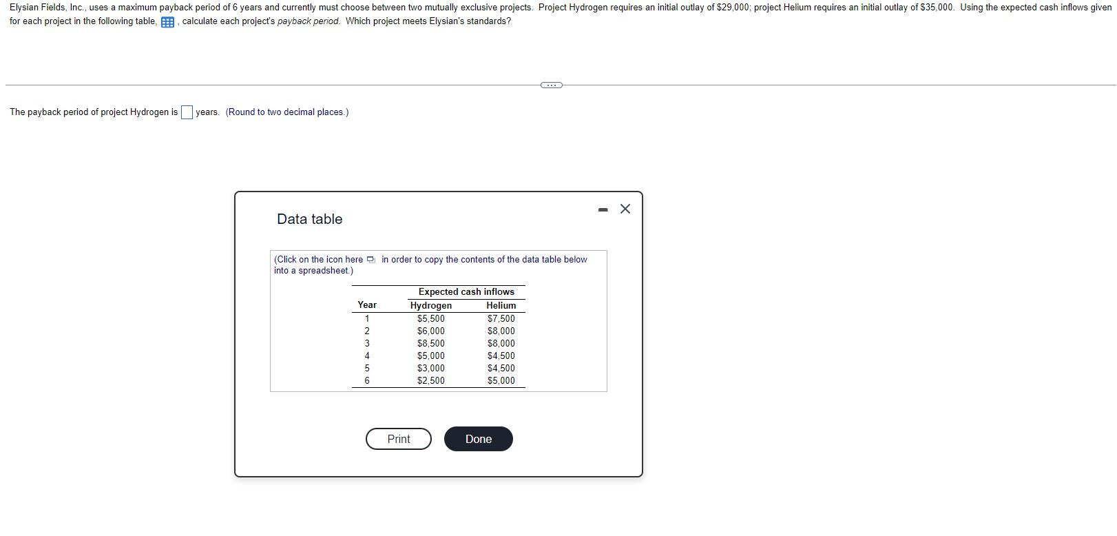 Solved for each project in the following table, calculate | Chegg.com