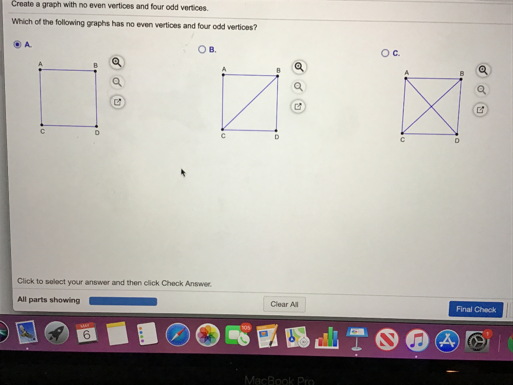 Solved Create a graph with no even vertices and four odd | Chegg.com