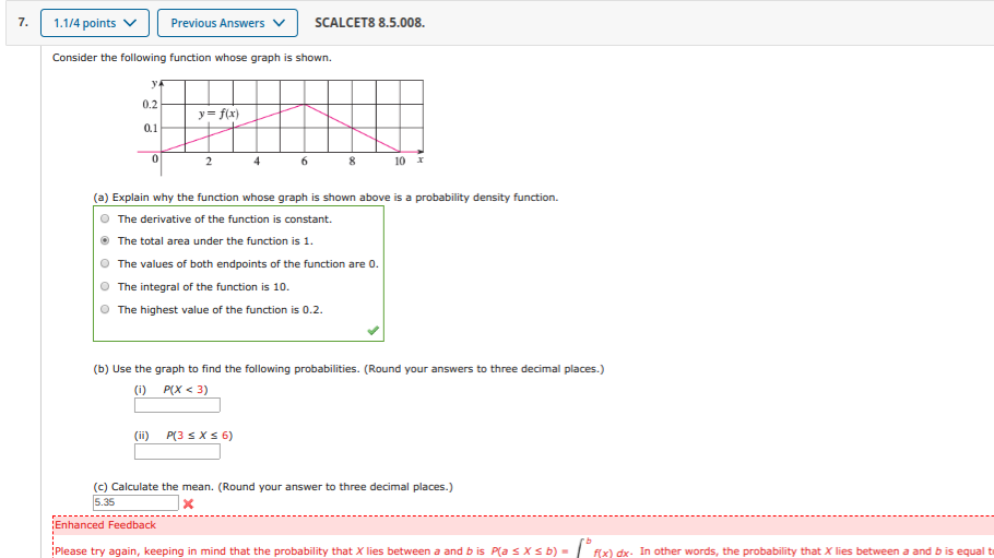 Solved 1.1/4 points Previous Answers V SCALCET8 8.5.008. | Chegg.com