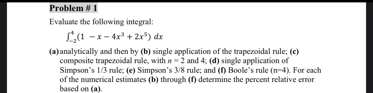 Solved Problem # 1Evaluate the following | Chegg.com