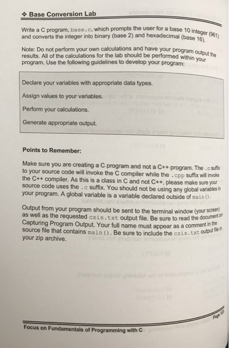 Solved Base Conversion Lab Write A C Program Basec Which