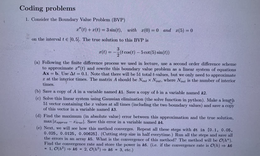 Solved 1. Consider the Boundary Value Problem (BVP) \\[ | Chegg.com