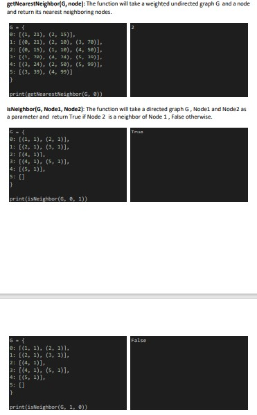 Solved getNearestNeighborfG, node): The function will take a | Chegg.com