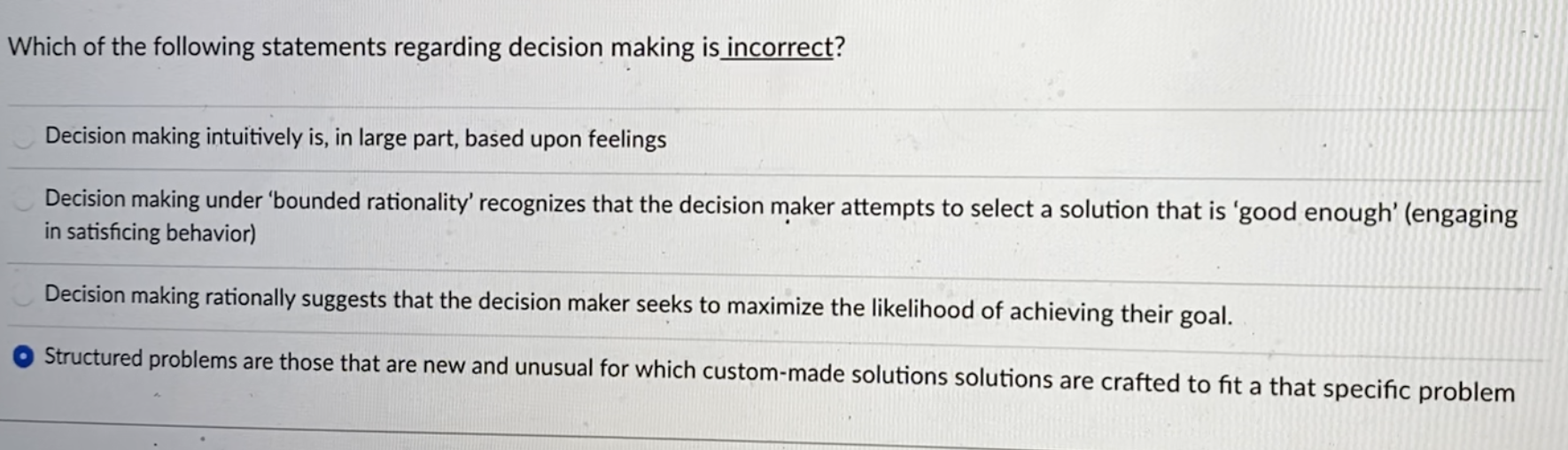 Solved Which of the following statements regarding decision | Chegg.com