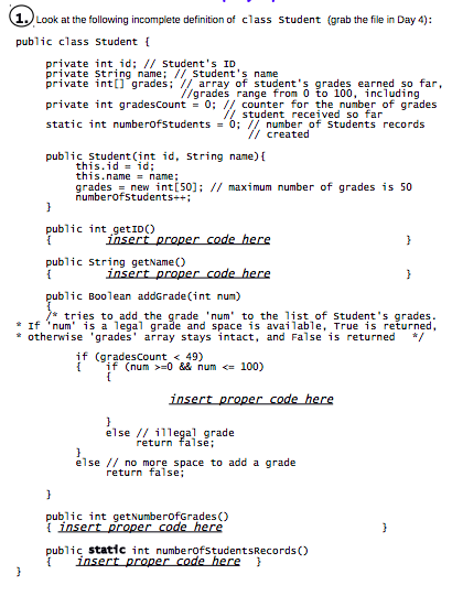 Solved 1.)Look at the following incomplete definition of | Chegg.com