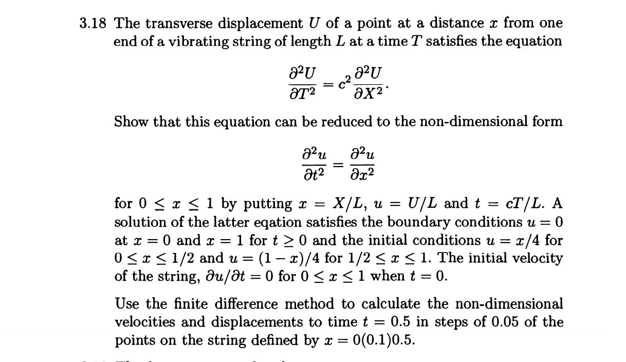 Solved 3.18 The transverse displacement U of a point at a | Chegg.com