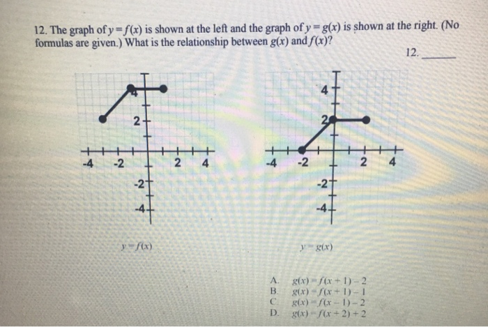 Solved 12 The Graph Ofyfx Is Shown At The Left And The 