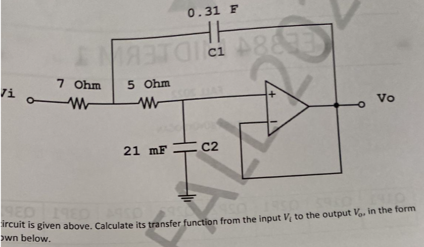 Solved ircuit is given above. Calculate its transfer | Chegg.com