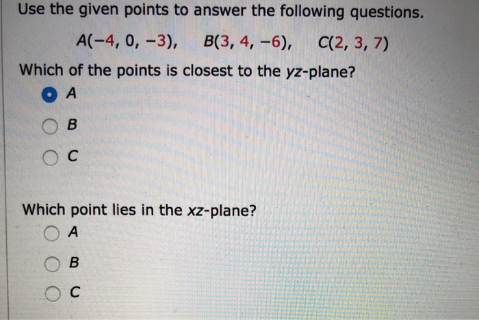 Solved Use the given points to answer the following | Chegg.com
