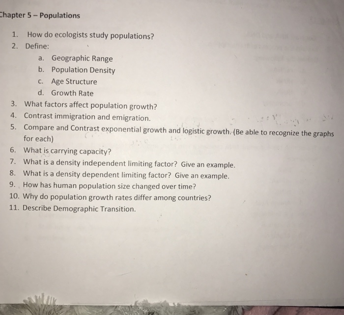 Solved How do ecologists study populations? Define: a. | Chegg.com