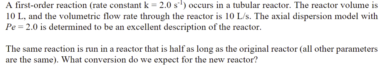Solved A first-order reaction (rate constant k=2.0s^(-1) ) | Chegg.com