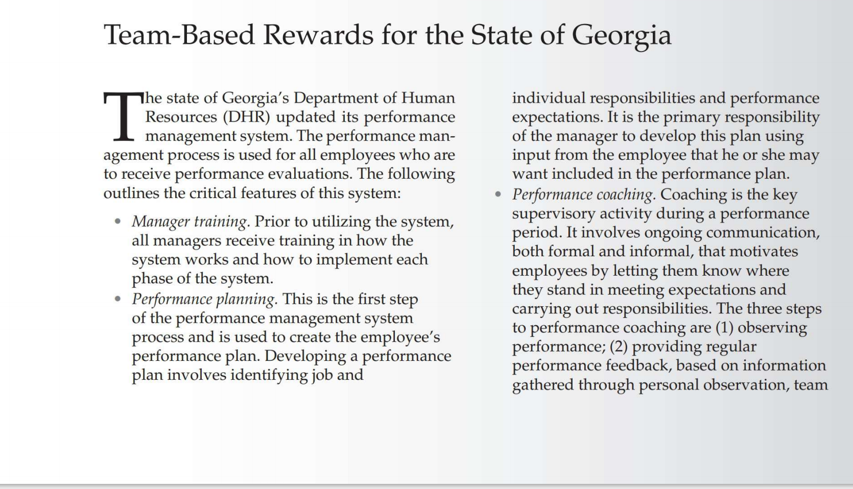Solved Team-Based Rewards for the State of Georgia T The | Chegg.com