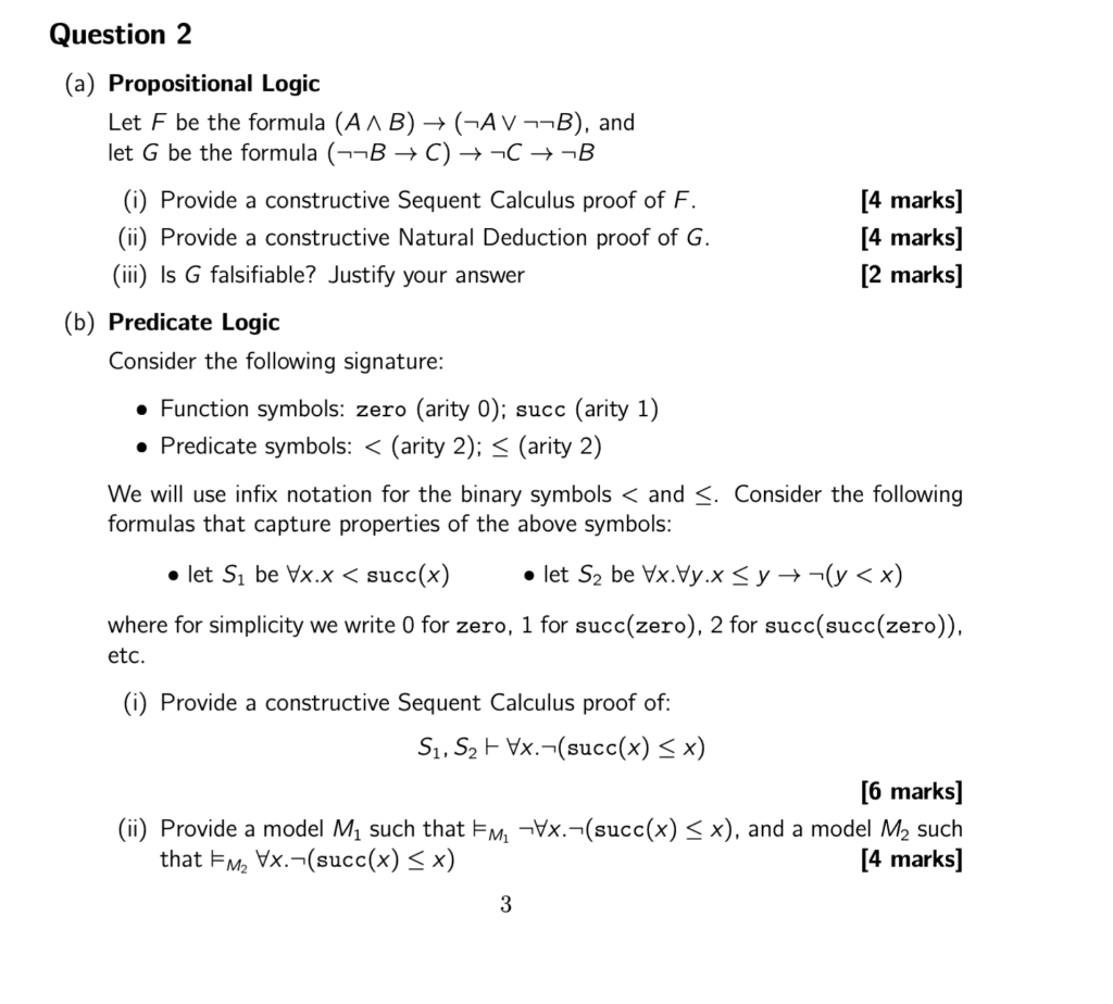 Solved A Propositional Logic Let F Be The Formula