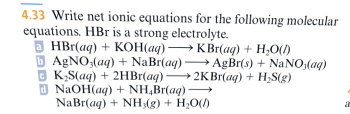 Solved 4.33 Write net ionic equations for the following | Chegg.com