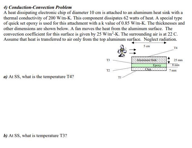 Solved 4) Conduction-Convection Problem A heat dissipating | Chegg.com