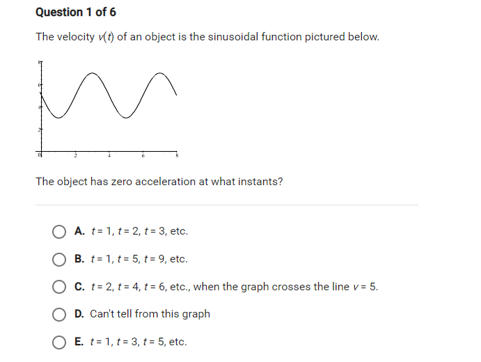 Solved The velocity v(t) of an object is the sinusoidal | Chegg.com