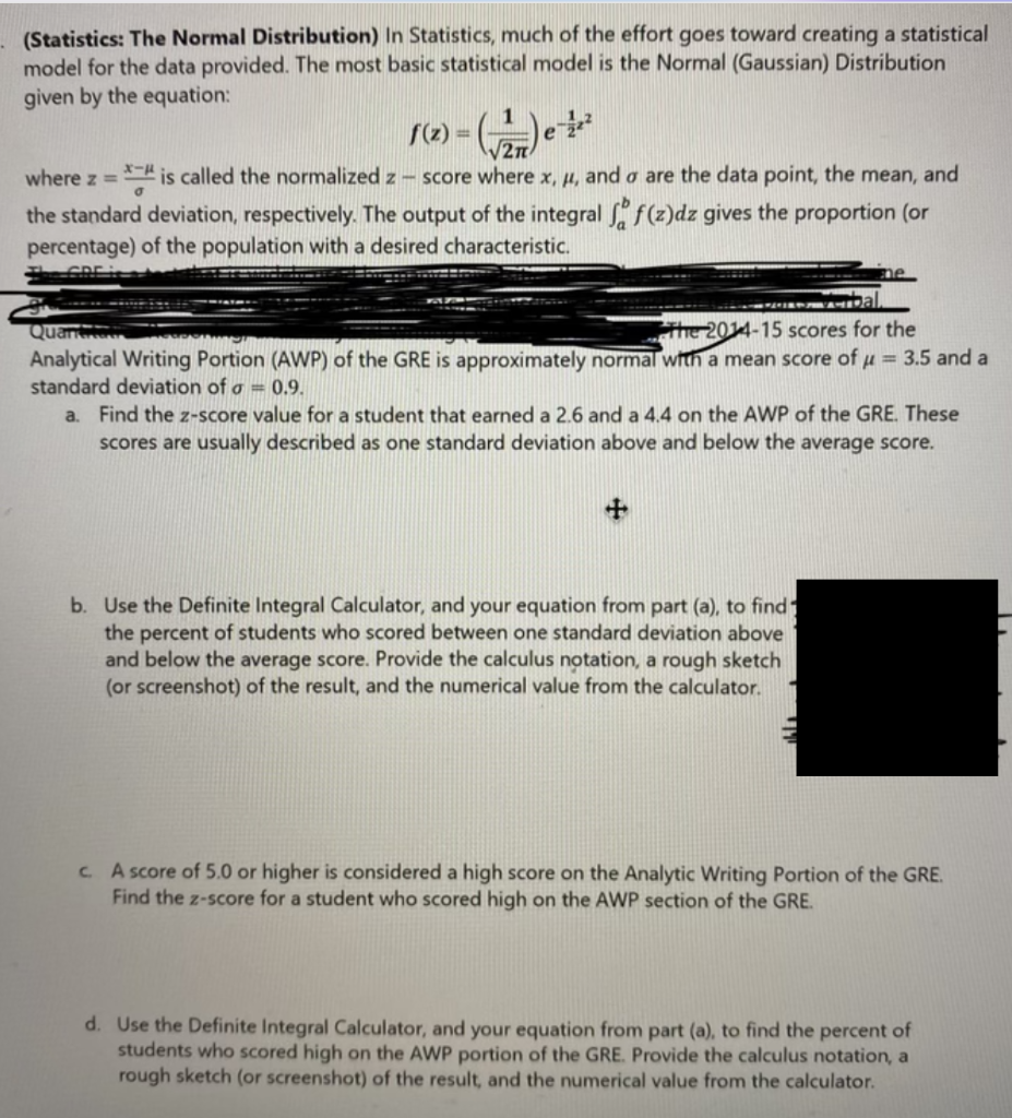 Solved (Statistics: The Normal Distribution) In Statistics, | Chegg.com