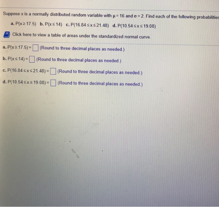 Solved Suppose x is a normally distributed random variable | Chegg.com