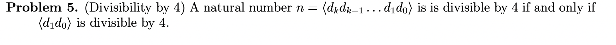 Solved Problem 5. (Divisibility by 4) A natural number | Chegg.com