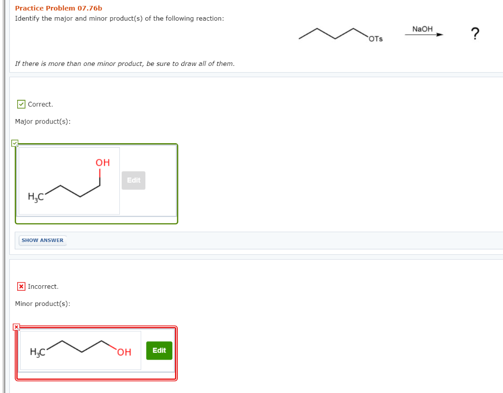 Solved Practice Problem 07.76b Identify the major and minor | Chegg.com