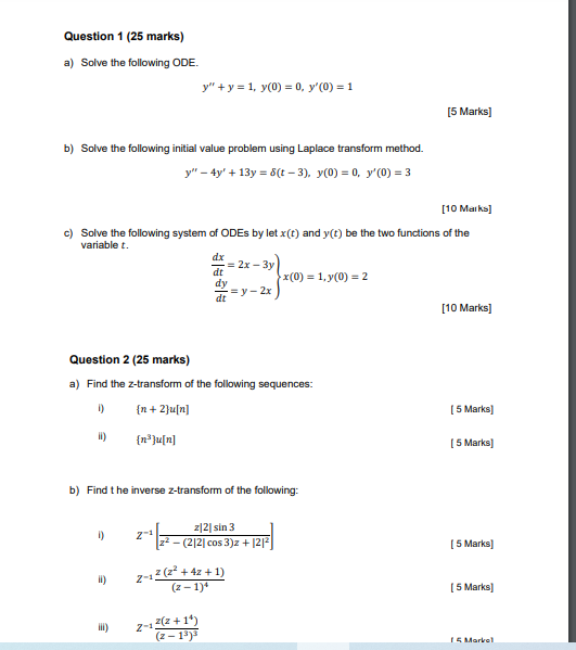 Solved a) Solve the following ODE. y′′+y=1,y(0)=0,y′(0)=1 [5 | Chegg.com