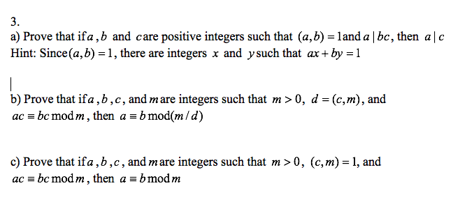 Solved 3. a) Prove that ifa,b and care positive integers | Chegg.com