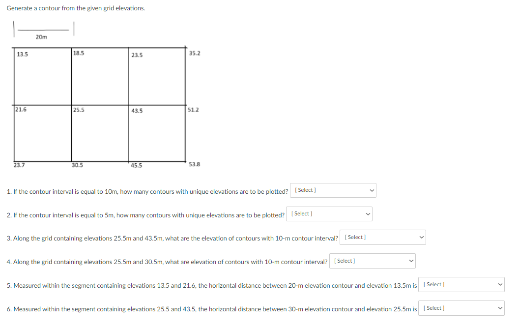 Solved Generate a contour from the given grid elevations. | Chegg.com