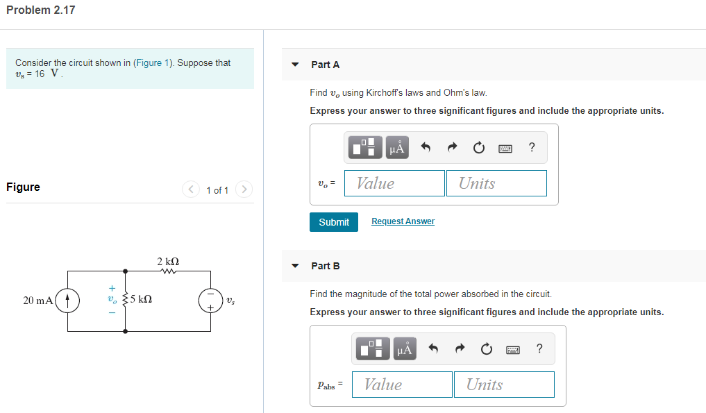 Solved Problem 2.17 Consider the circuit shown in (Figure | Chegg.com