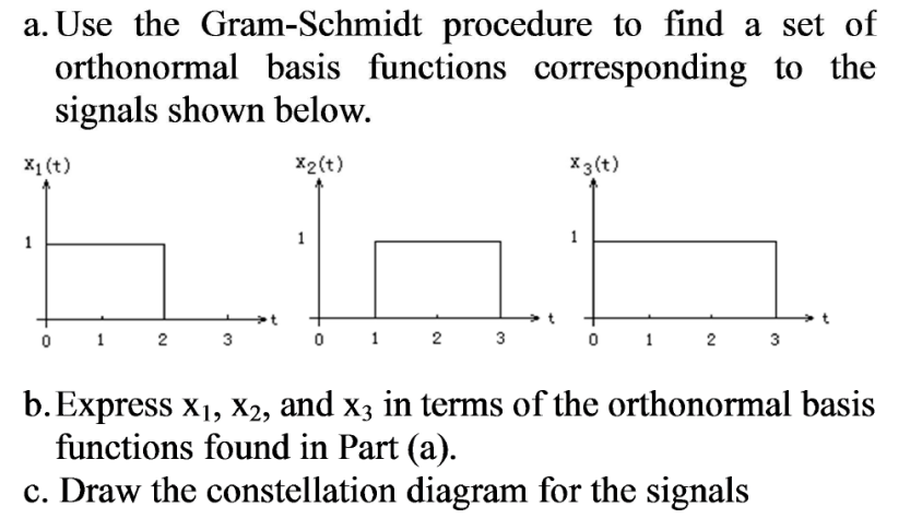 Solved a. Use the Gram-Schmidt procedure to find a set of | Chegg.com