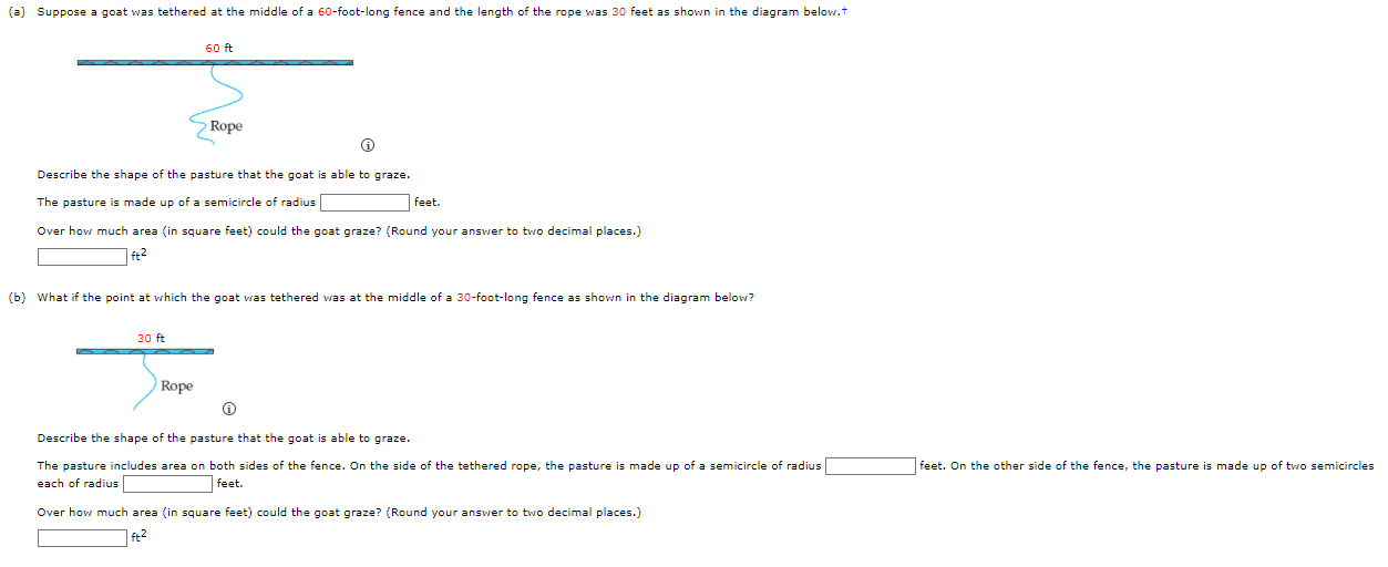Solved (a) Suppose a goat was tethered at the middle of a | Chegg.com