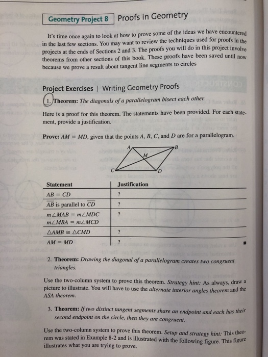 Solved Ceometry Project 8 Proofs in Geometry It's time once | Chegg.com