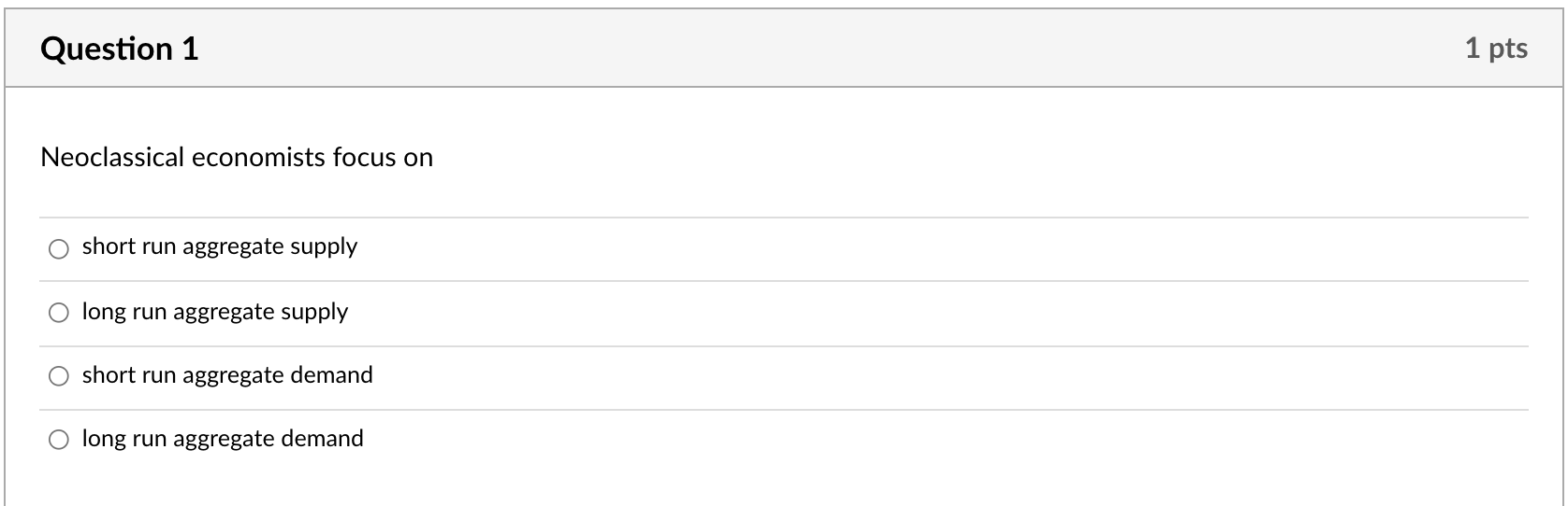 Solved Question 1 1 pts Neoclassical economists focus on | Chegg.com
