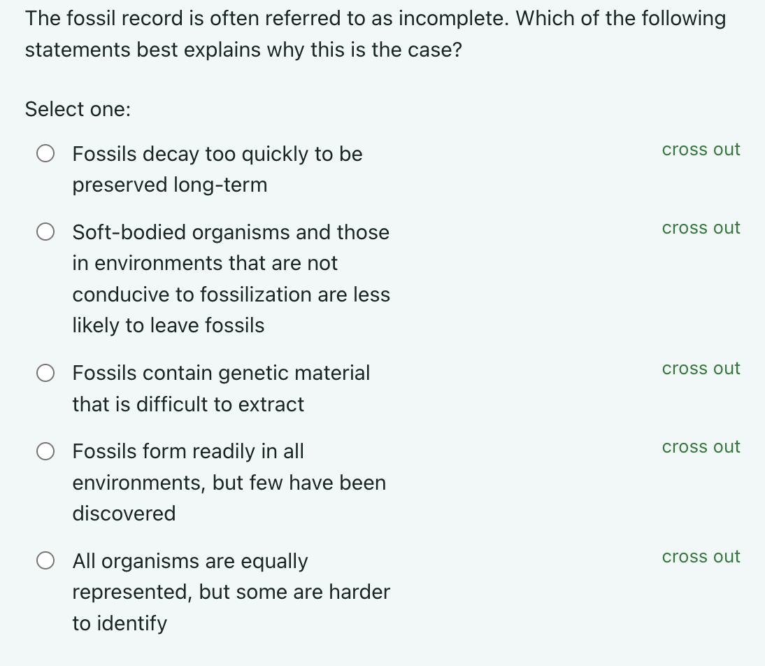 Solved The fossil record is often referred to as incomplete. | Chegg.com