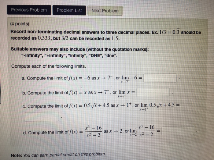 Solved (4 points) Record non-terminating decimal answers to | Chegg.com