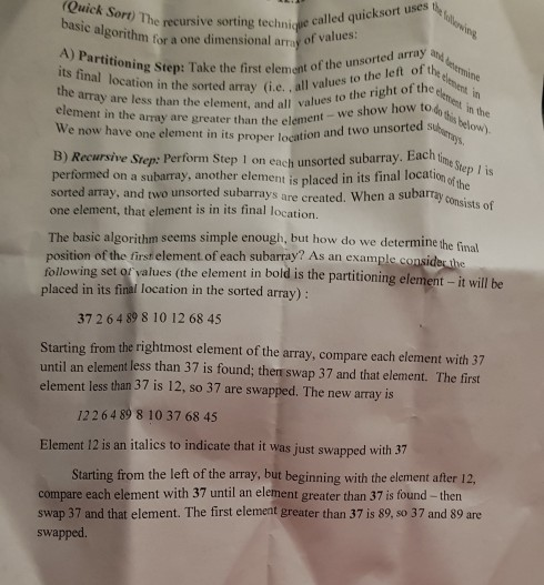 Solved ksort uses ory The recursive sorting technique called | Chegg.com