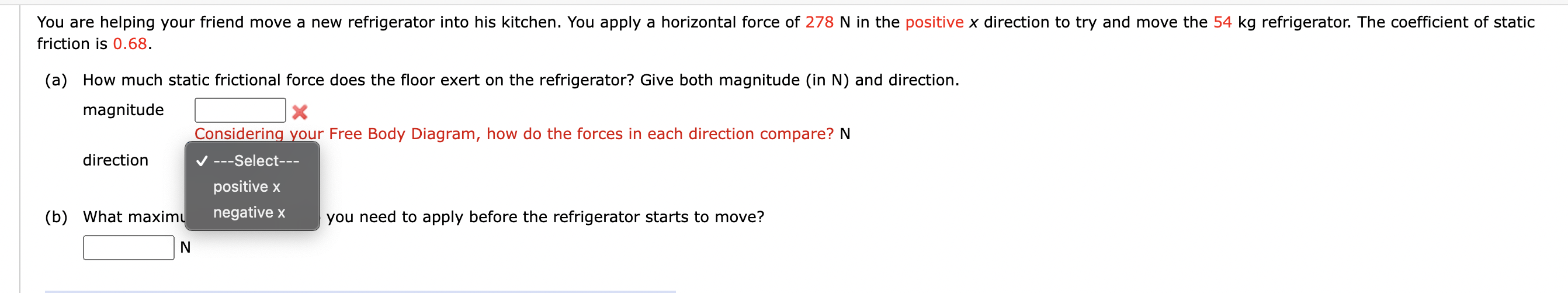 Solved friction is 0.68 . (a) How much static frictional | Chegg.com