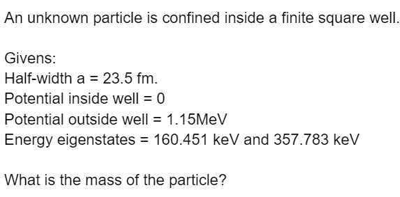 Solved An unknown particle is confined inside a finite | Chegg.com